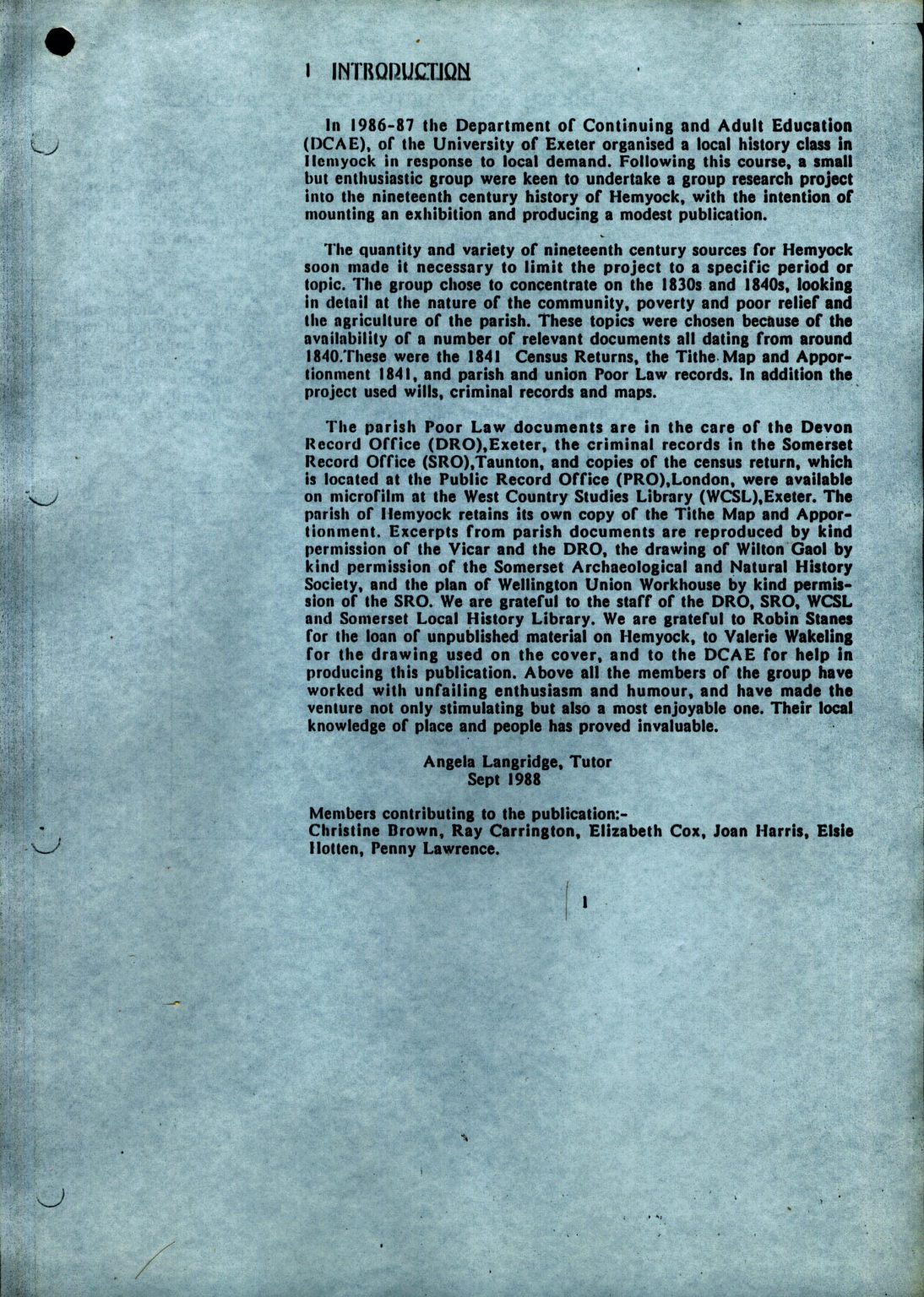 Hemyock 1830 - 1850 A Parish and its People in the Past - Blackdown ...